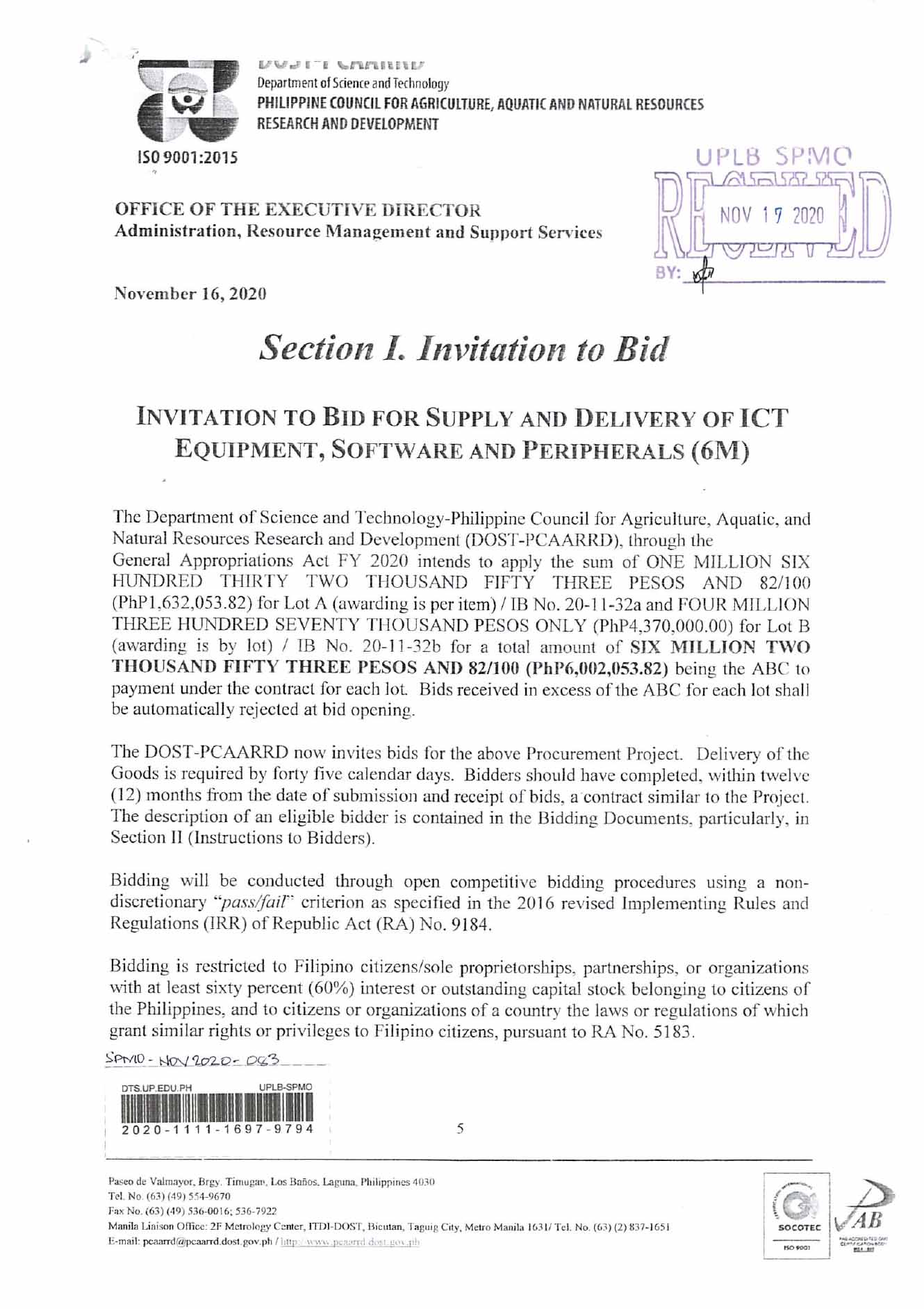 DOST-PCAARRD's Invitation to Bid (Supply and Delivery of ICT Equipment ... DOST-PCAARRD's Invitation to Bid (Supply and Delivery of ICT Equipment ...